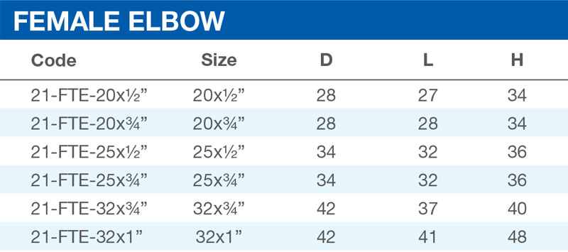 FEMALE ELBOW - Azeeta Pipe - Thermoplastic piping system