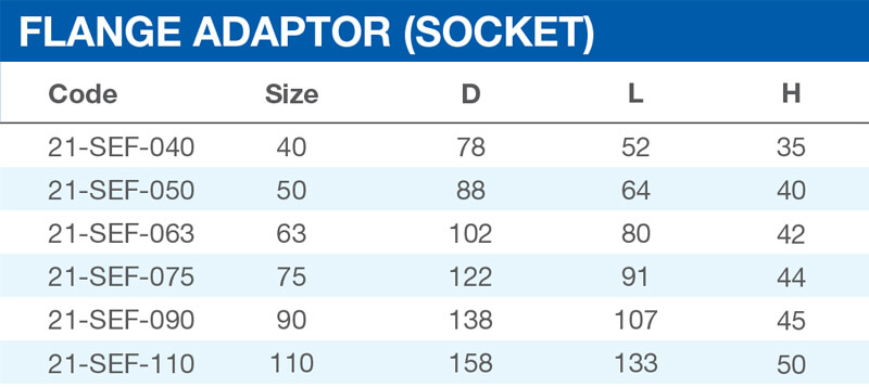 FLANGE ADAPTOR (SOCKET) - Azeeta Pipe - Thermoplastic piping system