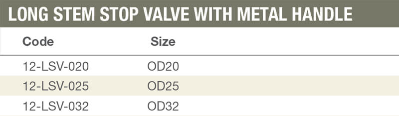 LONG STEM STOP VALVE WITH METAL HANDLE - Azeeta Pipe - Thermoplastic ...